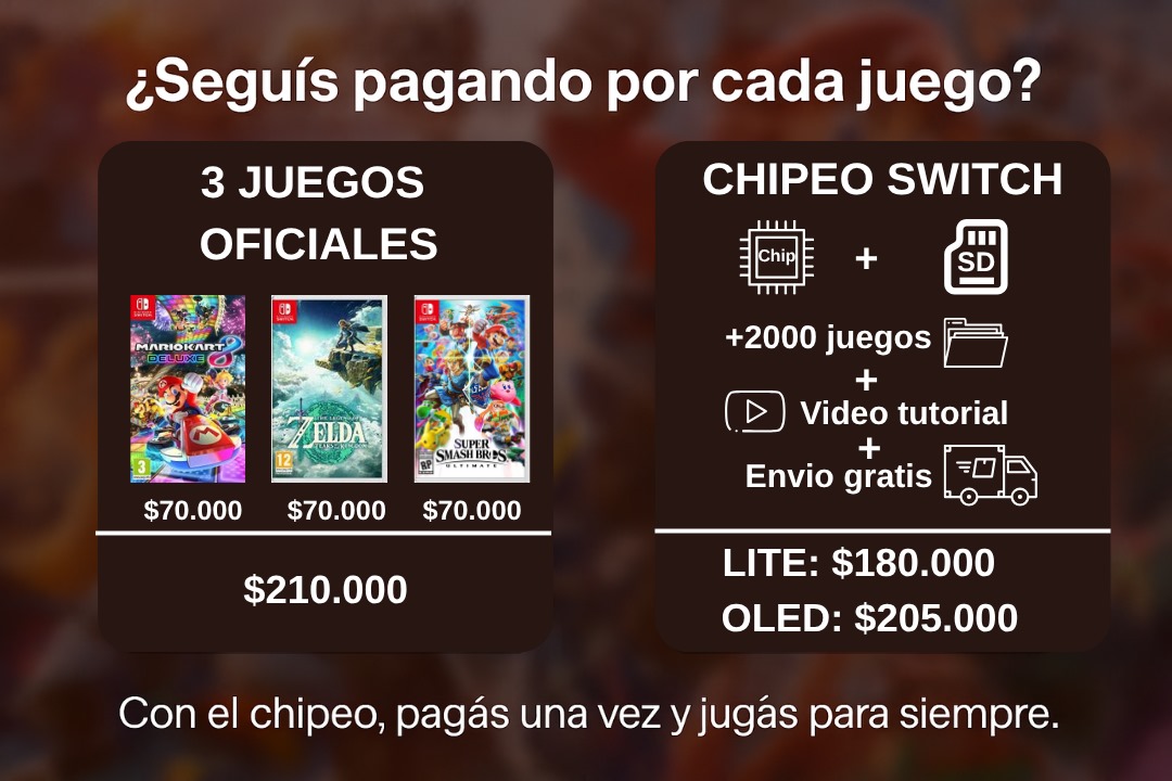 Chipea tu nintendo switch - ENVIOS gratis a todo el pais - Repacel